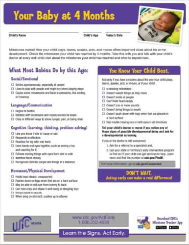 4 Month Checklist (English)_v2 | Nevada WIC